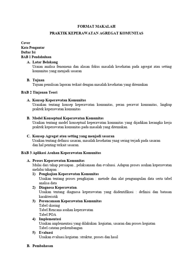 Format Laporan Askep Komunitas | PDF