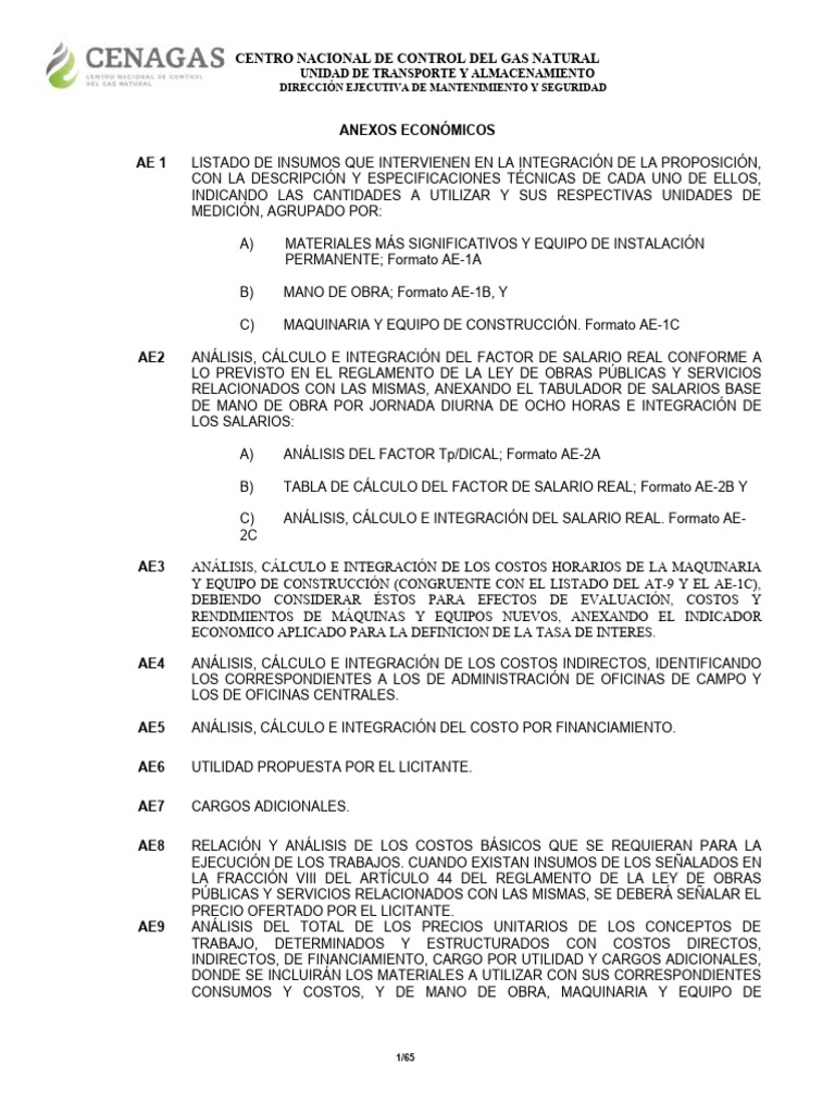 Anexos Económicos AE-01 A AE-12 | PDF | Salario | Transporte