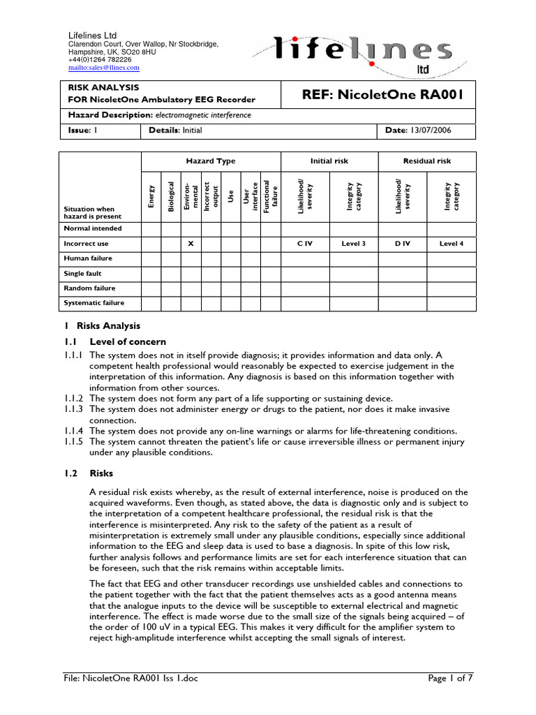 NicoletOne RA001 Iss 1 | PDF | Electromagnetic Interference | Mains ...