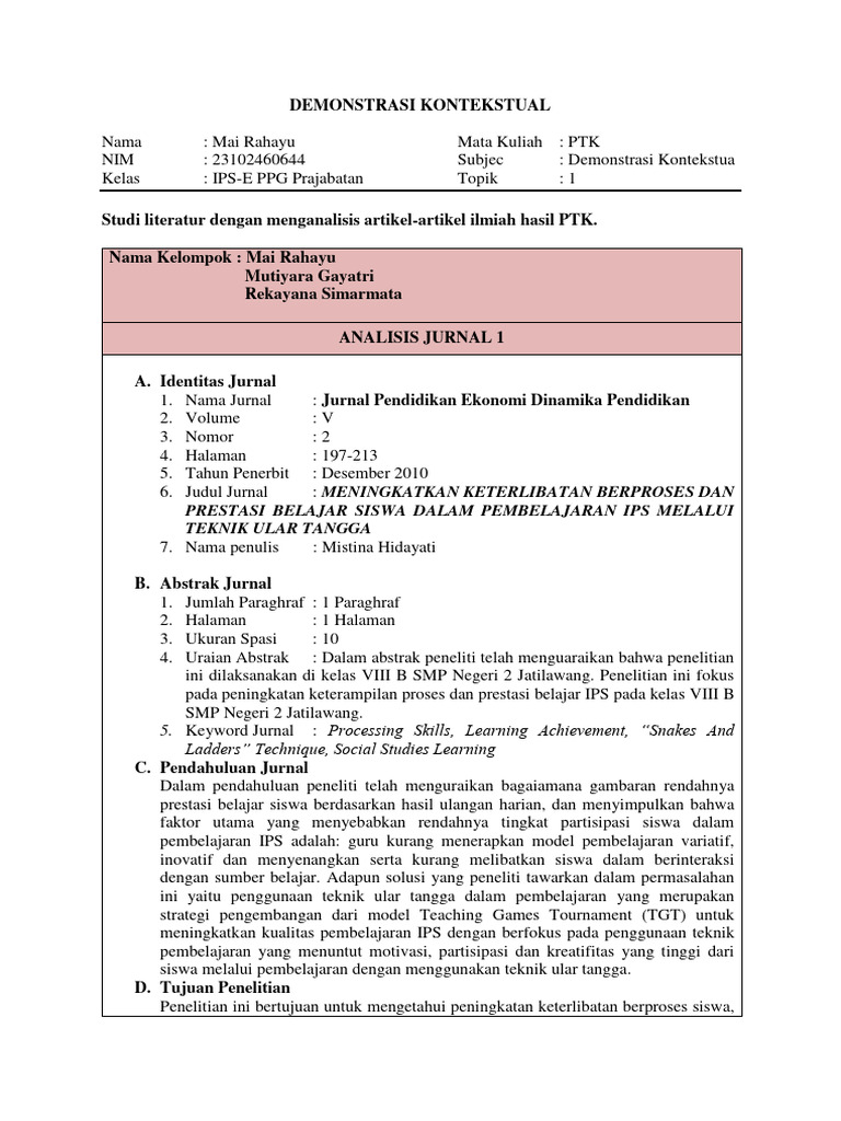 Demonstrasi Kontekstual - Topik 1 | PDF