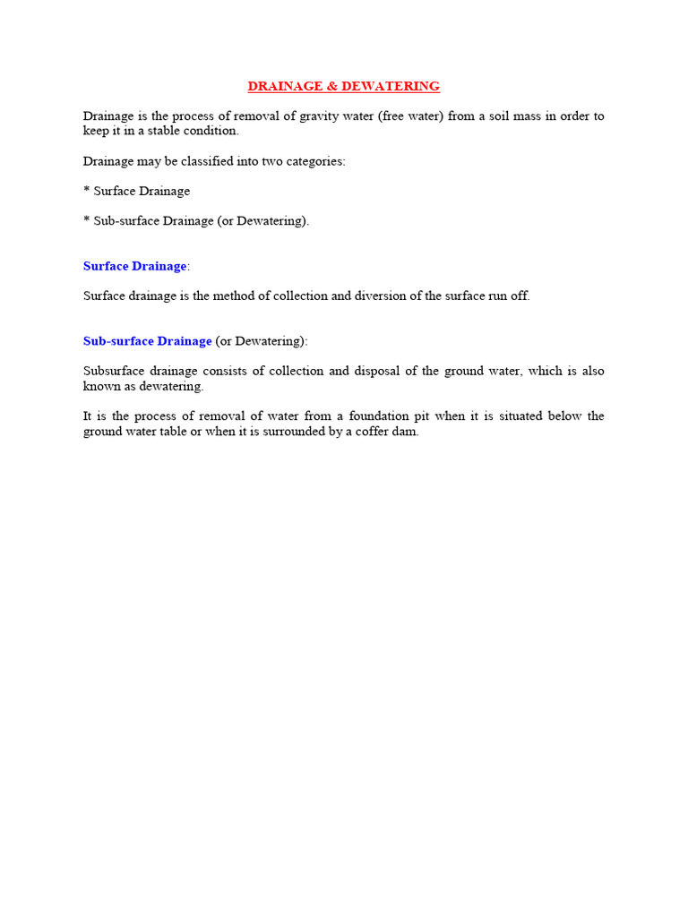 Drainage or Dewatering - Part 1 | PDF | Drainage | Water