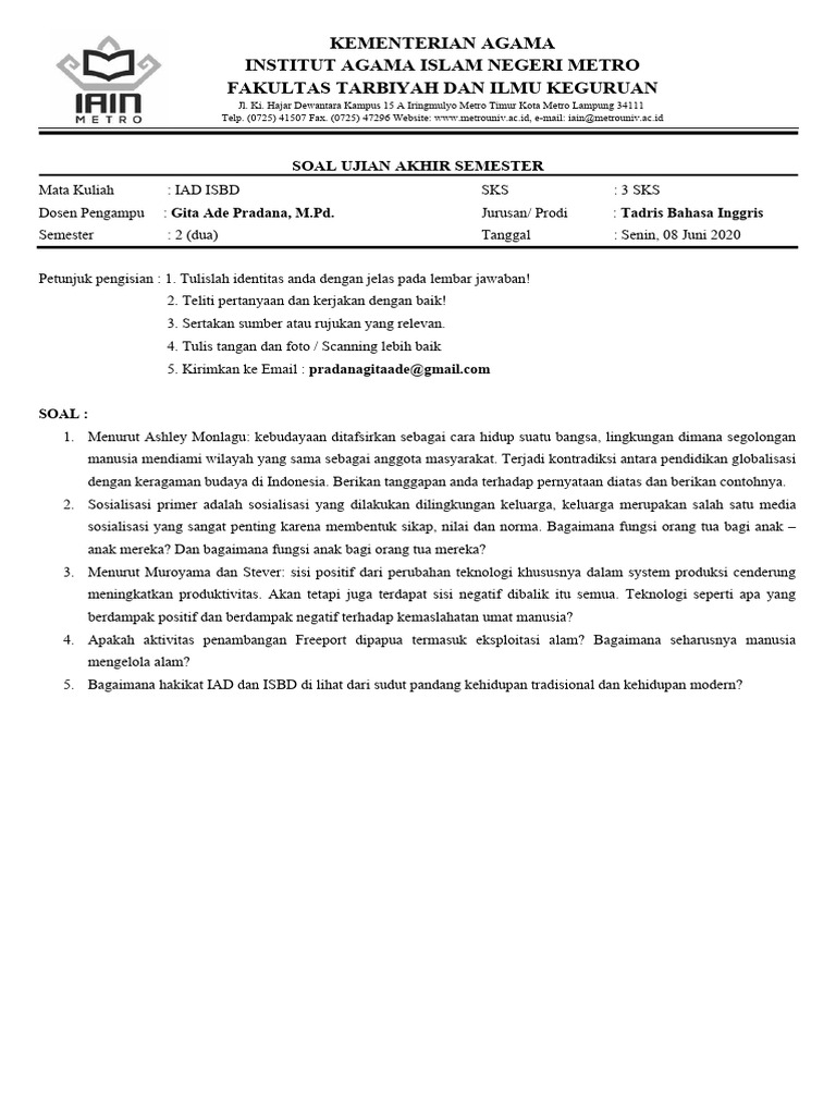 Soal Uas Iad Isbd | PDF
