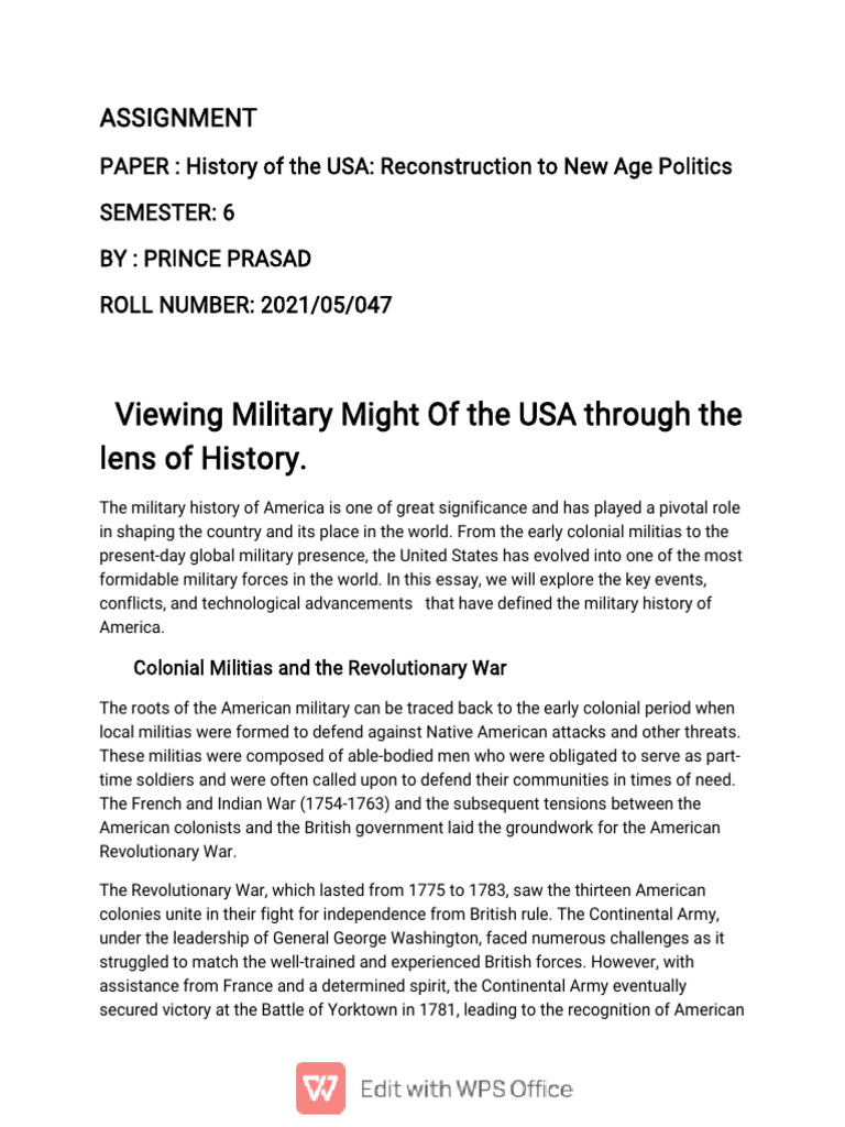 Viewing Military Might of The USA Through The Lens of History | PDF ...