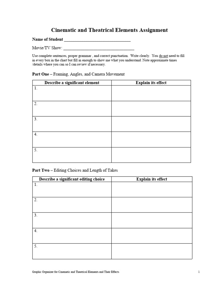Cinematic Elements Analysis Assignment | PDF | Human Communication ...