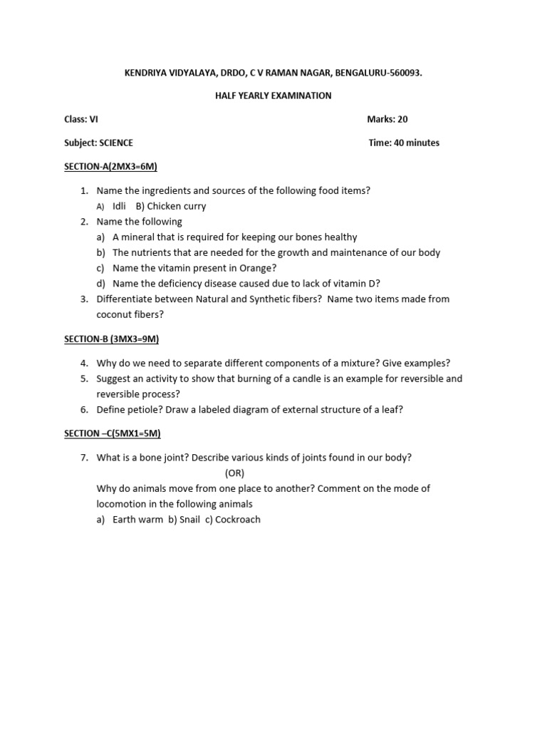 Class Vi Science 1 | PDF