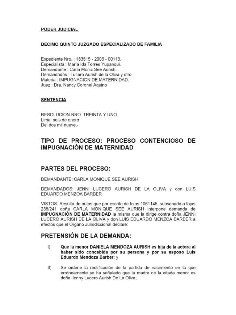 Caso Karla See - Lucero Aurich Vs Reniec | PDF