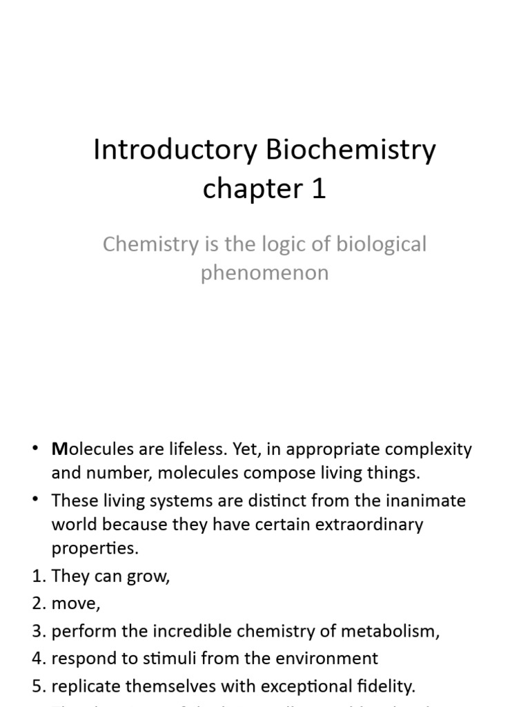 Lec 1 Intro Biochem | PDF | Cell (Biology) | Organelle