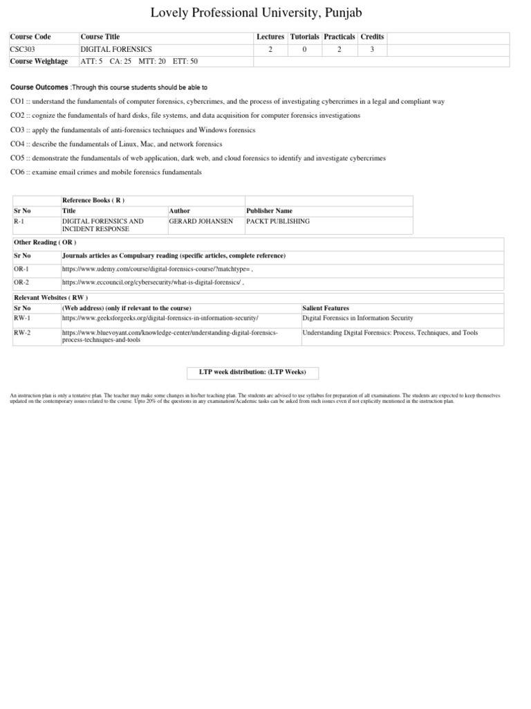 CSC303 - Digital Forensics | PDF | Computing | Information Technology