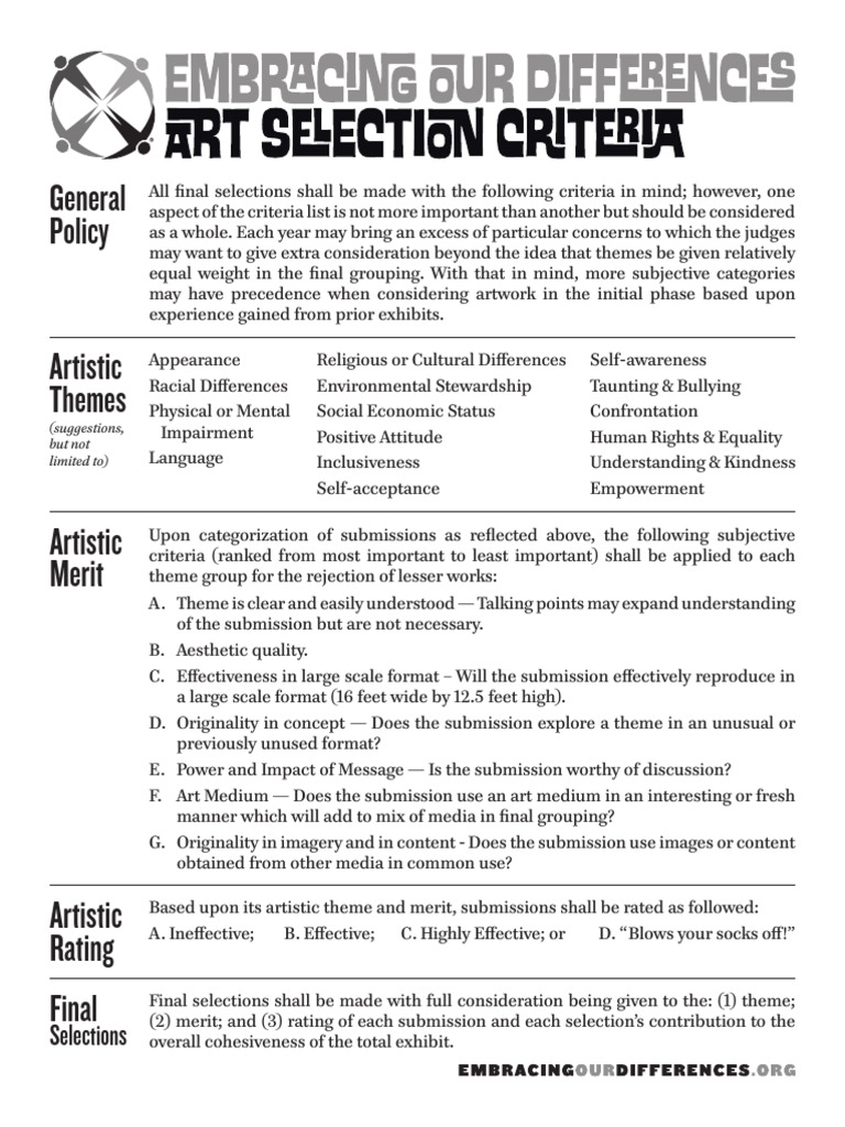 Art Submission Criteria - EOD | PDF | Mind | Psychology