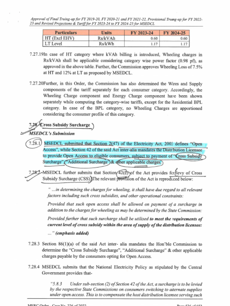 Cross Subsidy Surcharge Formula | PDF