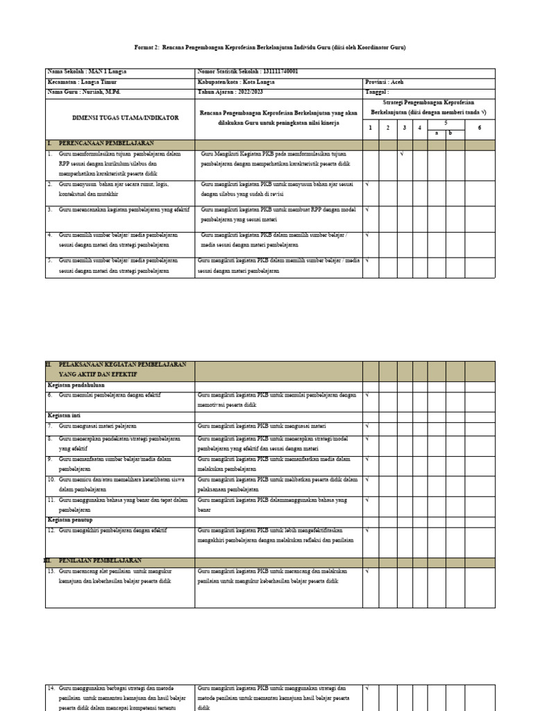 Format 2 Rencana PKB | PDF