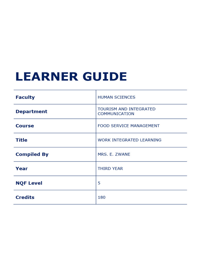 Food Service Management 3 Wil Logbook | PDF | Mentorship | Learning