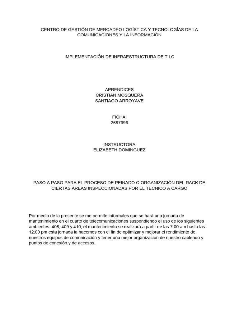 Mantenimiento y Organización de Racks TIC | PDF | Informática | Tecnología