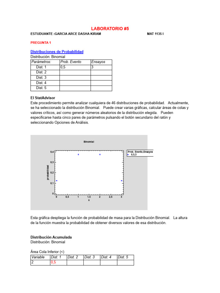 Lab 5 Estadistica | PDF | Probabilidad | Muestreo (Estadísticas)