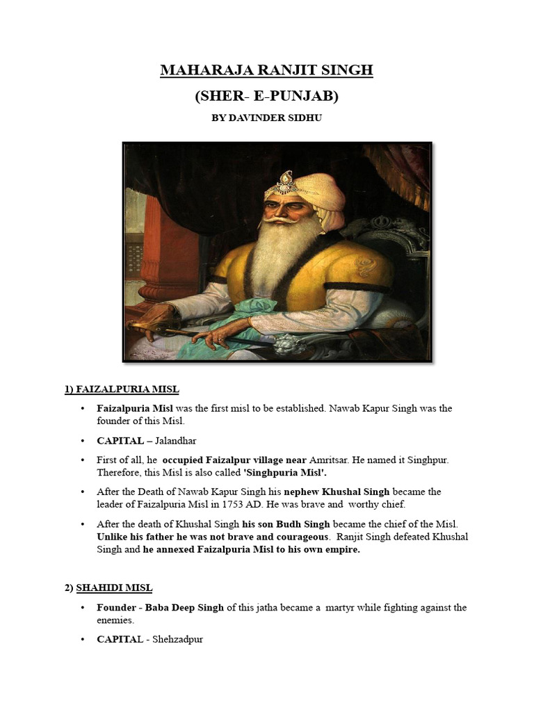 Maharaja Ranjit Singh | PDF | Punjab
