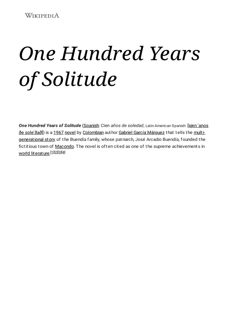 Overview of One Hundred Years of Solitude | PDF