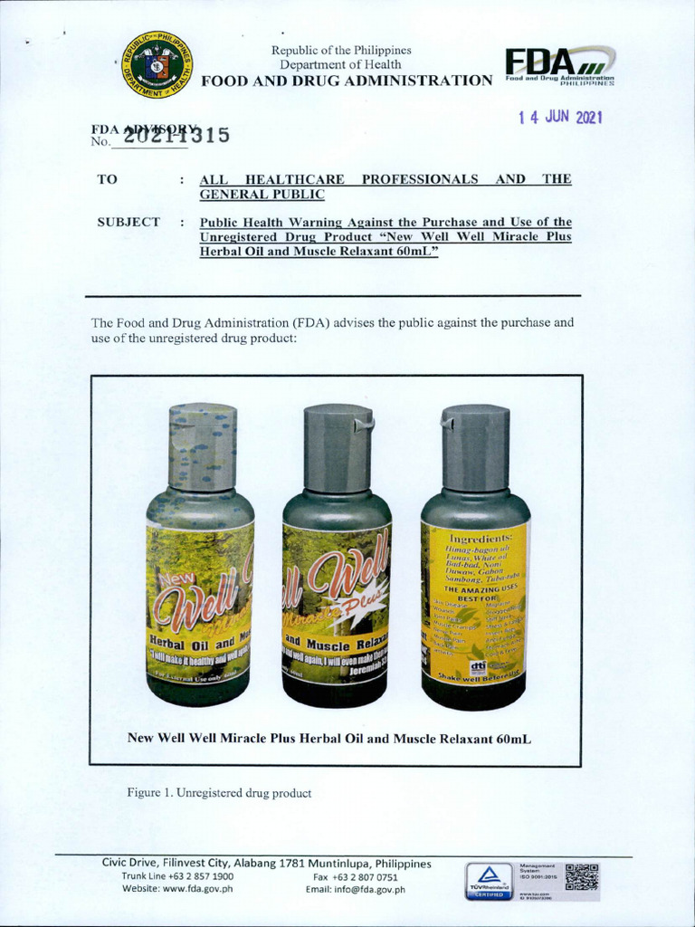 FDA Advisory No.2021 1315 | PDF