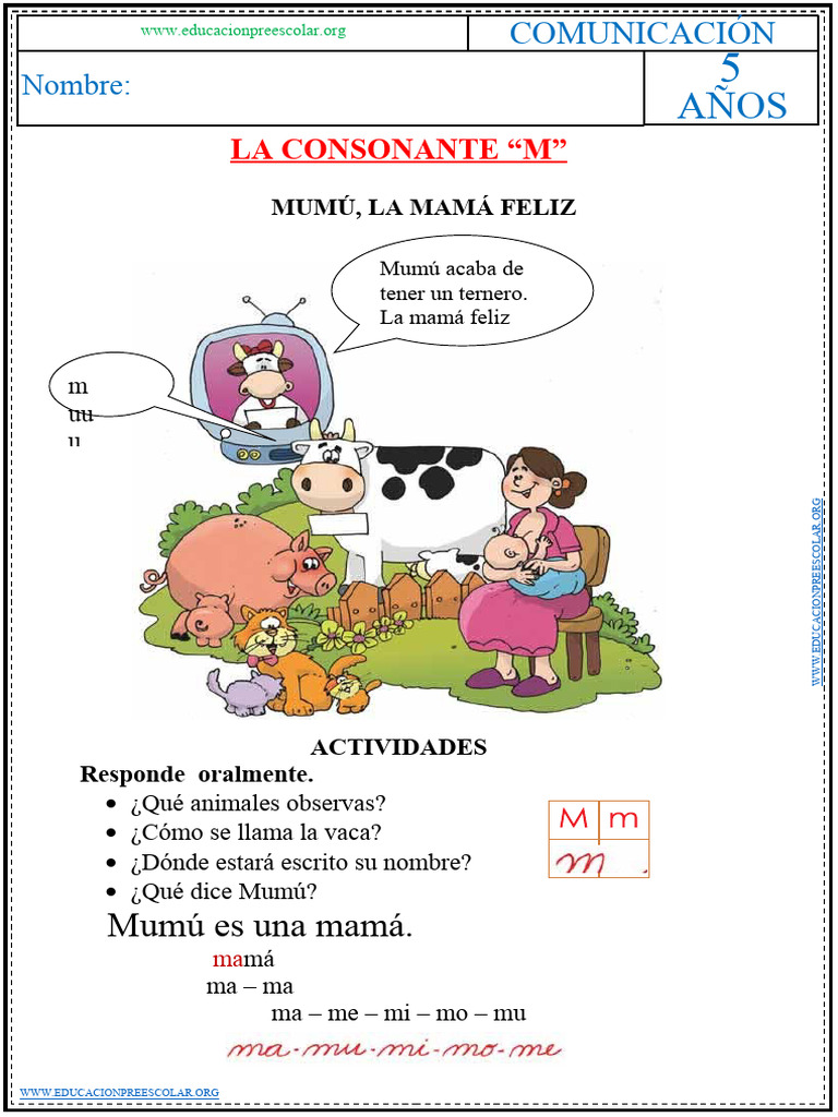 Consonante-M-Para-Niños-de-5-Años | PDF