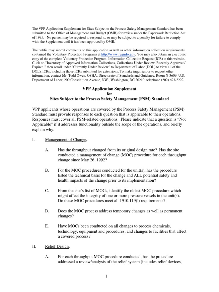 VPP Application for PSM Standard Sites | PDF | Nondestructive Testing ...