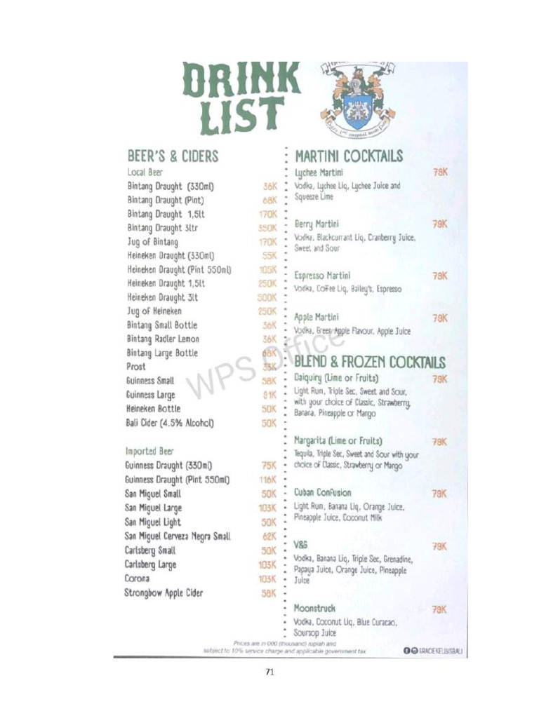 Drinklist | PDF