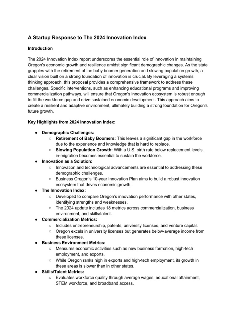 A Startup Response To The 2024 Oregon Innovation Index | PDF ...