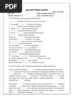 Worksheet On Editing and Omissions (GRADE 8 CBSE) | PDF