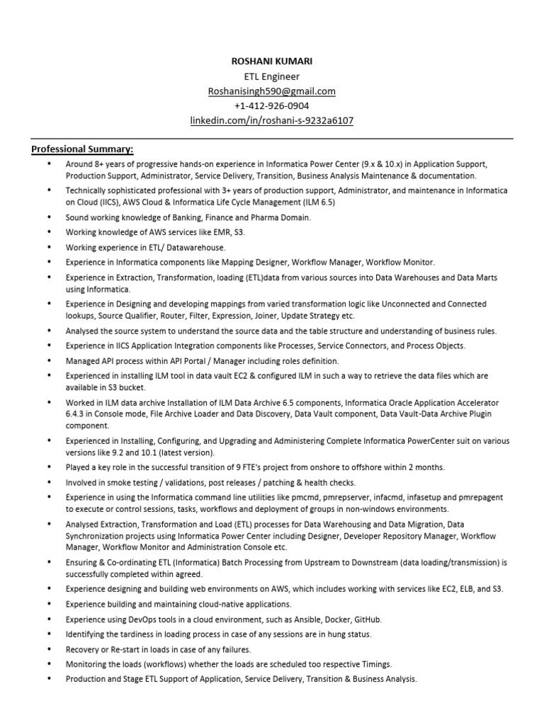 Roshani Kumari ETL Engineer | PDF | Data Warehouse | Microsoft Sql Server