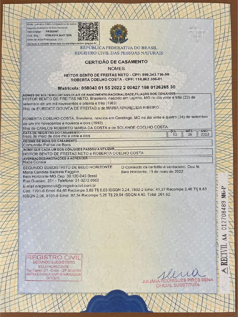 Certidão de Casamento | PDF
