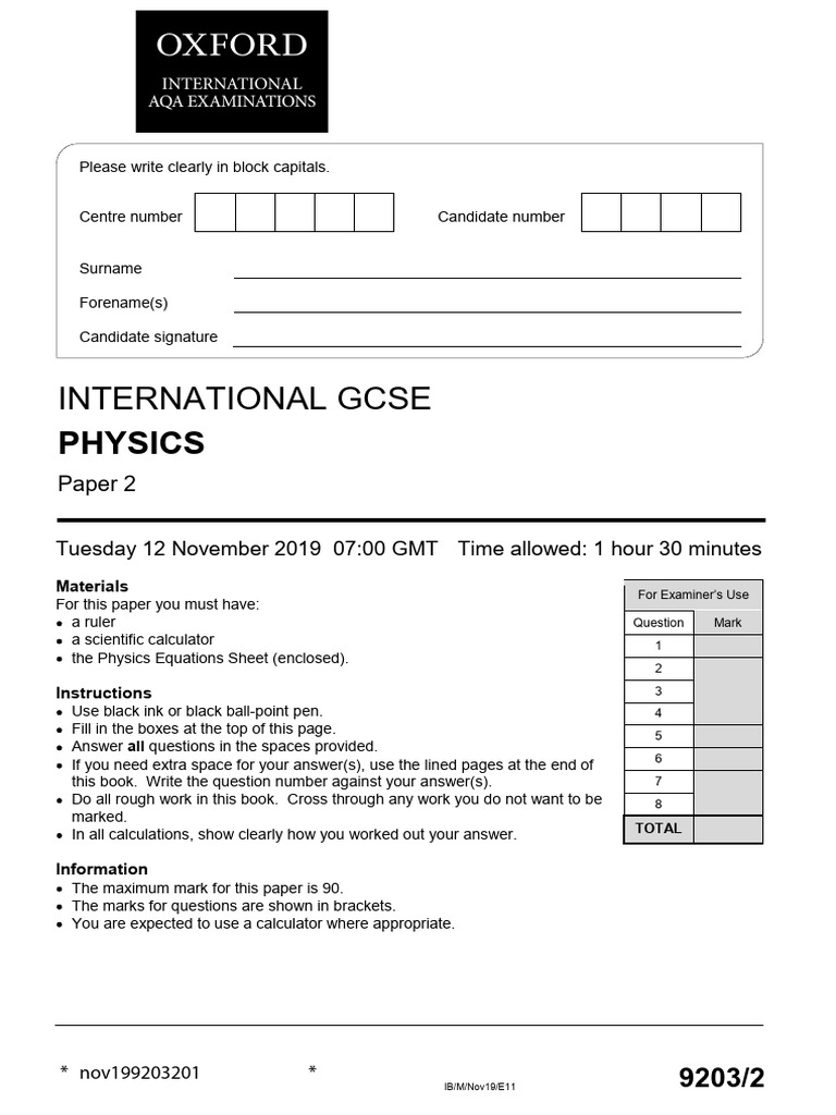 9203-2-QP-InternationalPhysics-G-12Nov19-07-00-GMT | PDF | Radioactive Decay | Waves