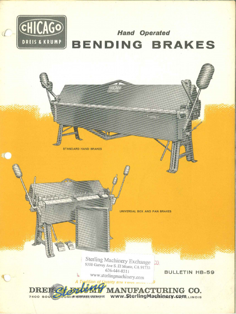 Chicago Hand Operated Bending Brakes Brochure | PDF