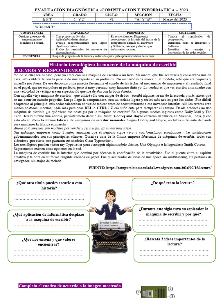 EVALUACIÓN DIAGNÓSTICA_VI CICLO_EPT | PDF | Acoso cibernético | Redes sociales
