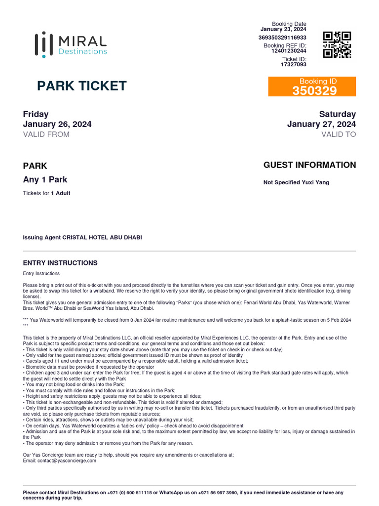 YUXI YANG - January 25 Until January 27 (2 Nights) - DB-2024012219-CHCQ ...