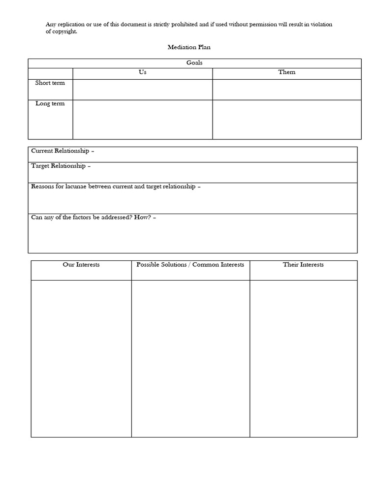 Mediation Plan - Template | PDF