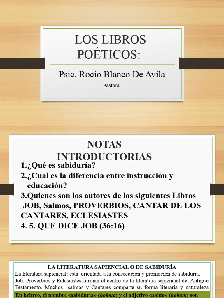 Los Libros Poéticos | PDF | Libro de proverbios | Eclesiastés