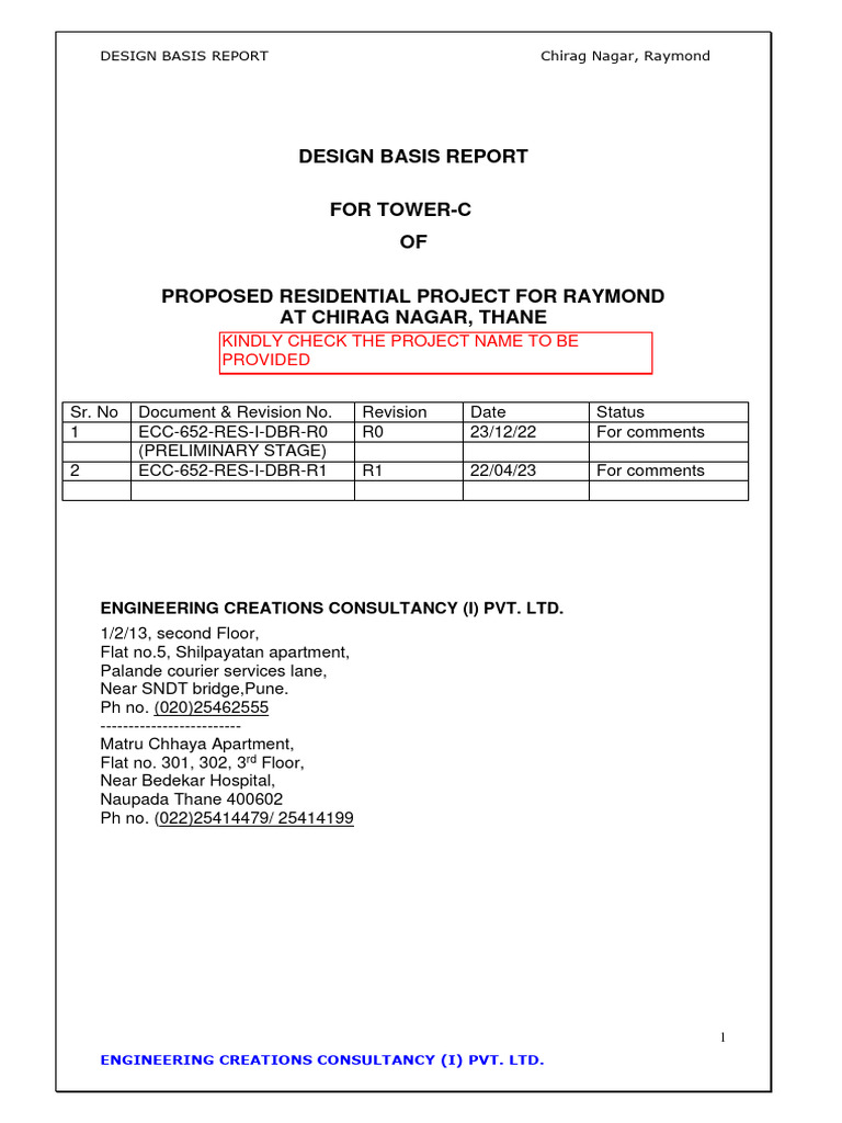 Ecc-652-Next Mile-Design Basis Report For 3-Bhk Tower 20230422 - CBM ...