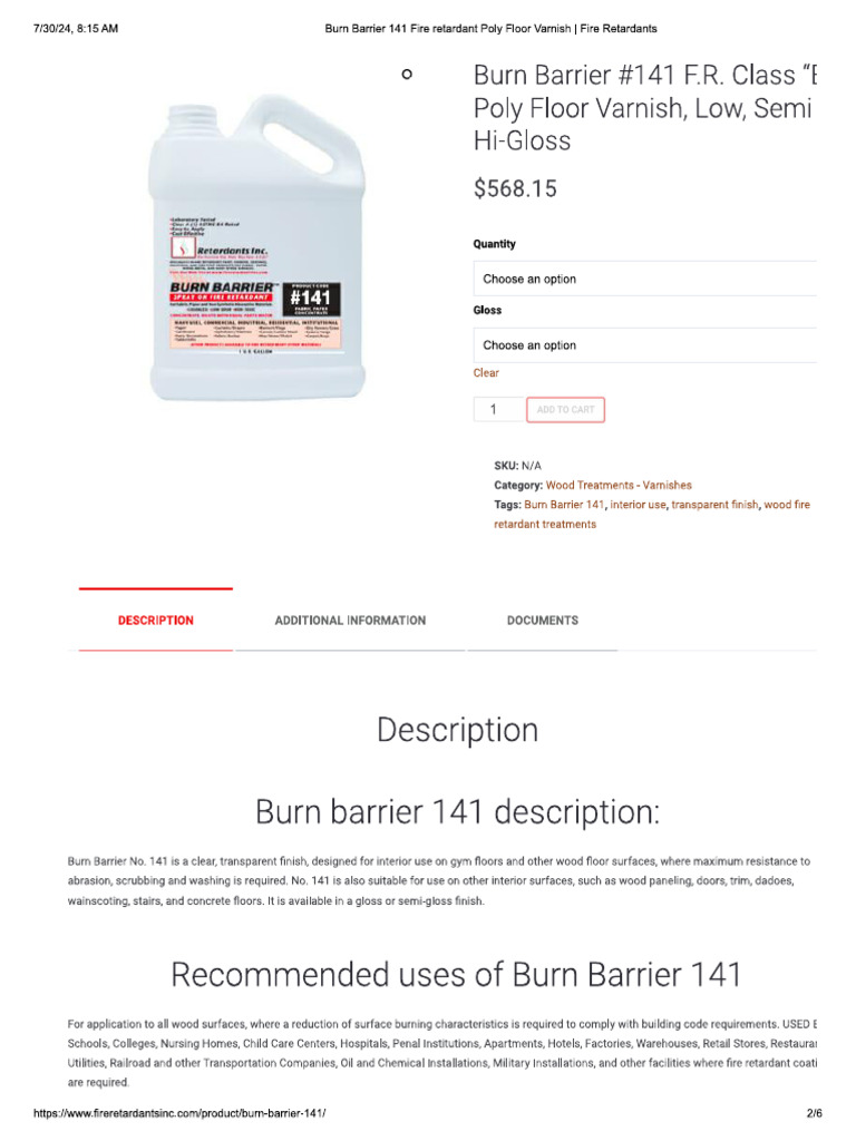 Fire Retardants Inc - Burn Barrier #141 | PDF | Plastic | Organic Polymers