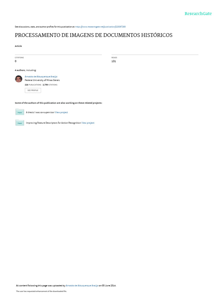 Processamento de Imagens de Documentos Historicos | PDF | Algoritmos ...