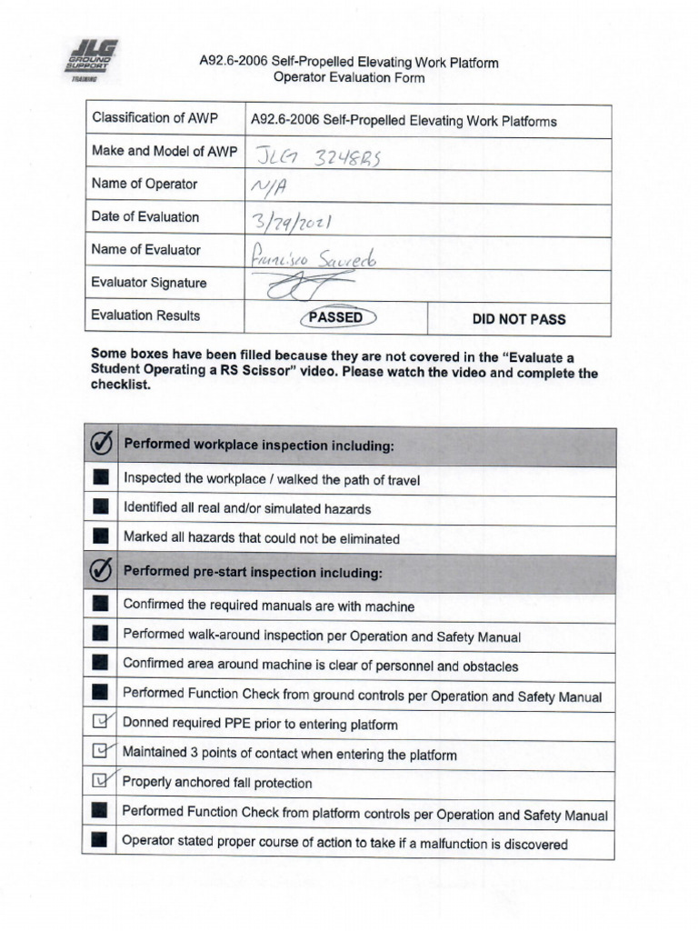 Operator Evalutation Form | PDF