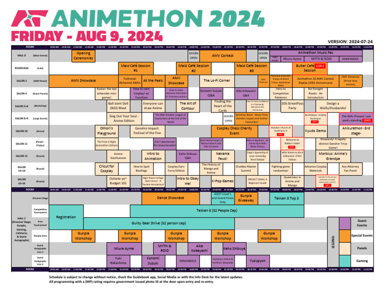 A2024 - FRIDAY Schedule - WEB PDF | PDF | Entertainment