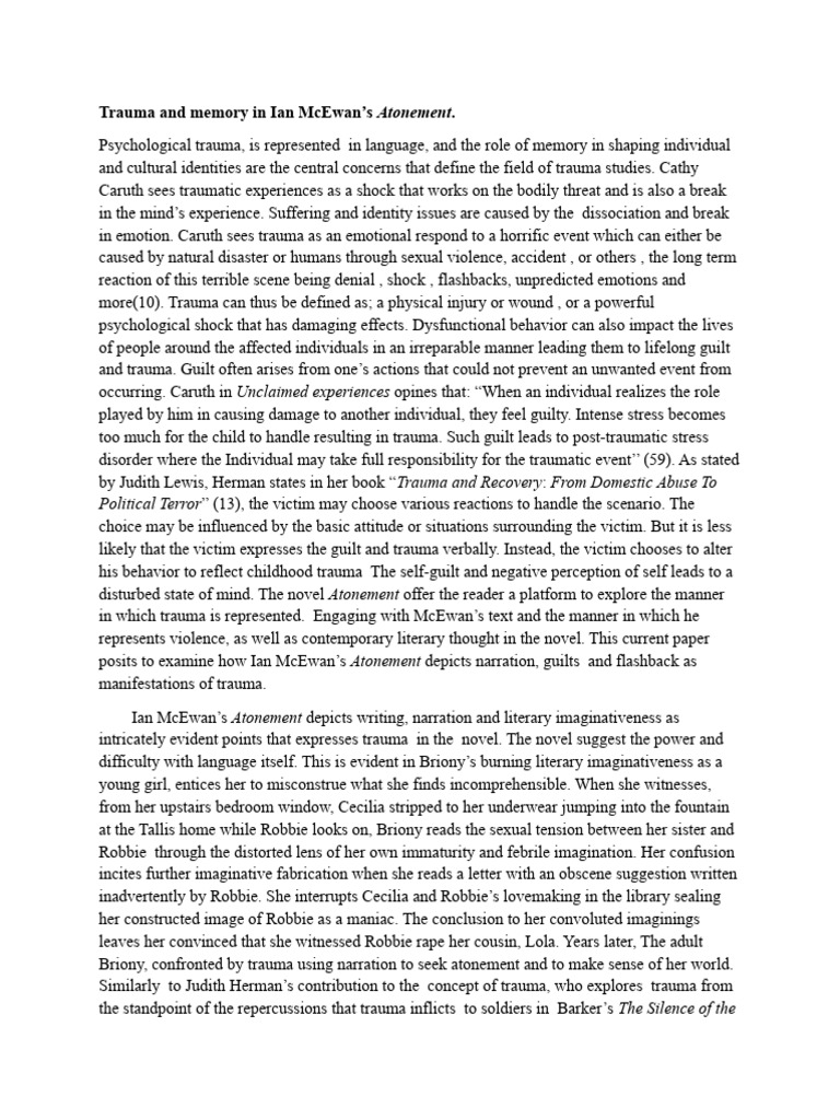 Trauma Term paper recent | PDF | Psychological Trauma | Guilt (Emotion)
