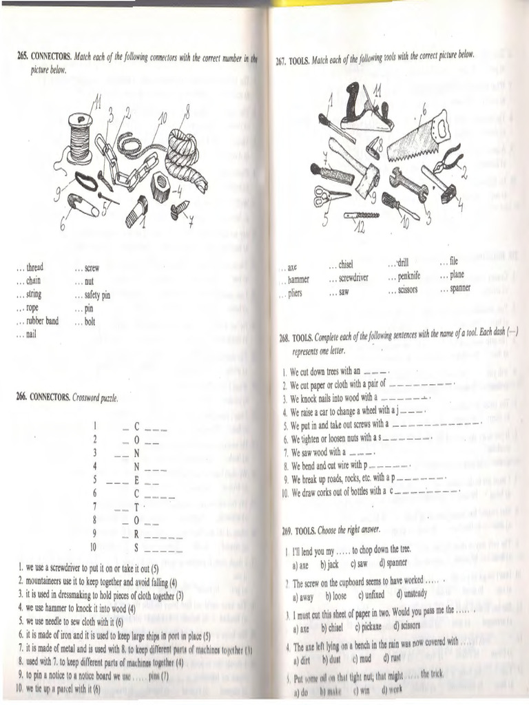 Connectors and Tools Vocabulary Quiz | PDF | Screw | Nut (Hardware)