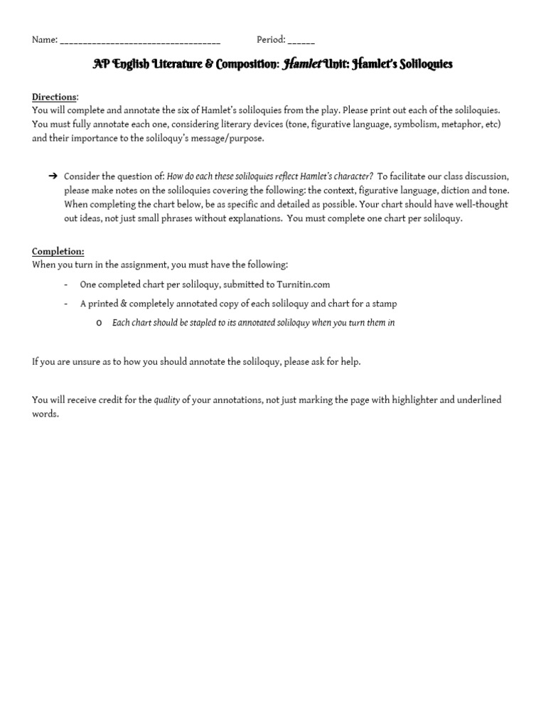 19.20 Hamlet Soliloquy Charts | PDF
