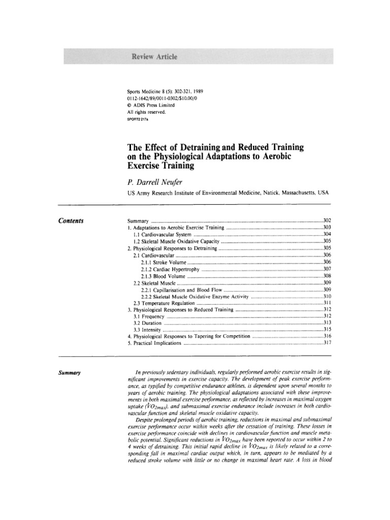 Effect of Detraining and Reduced Training On The Physiological ...