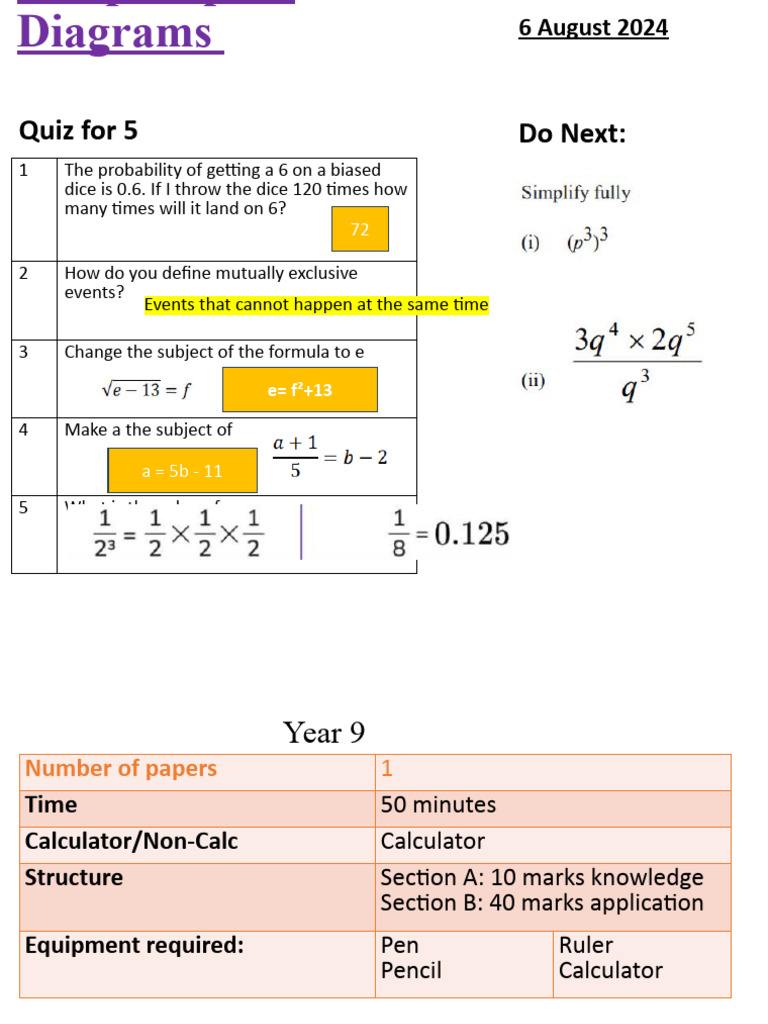 7.3S Sample Space Diagrams JKA - Copy | PDF | Probability | Probability Theory