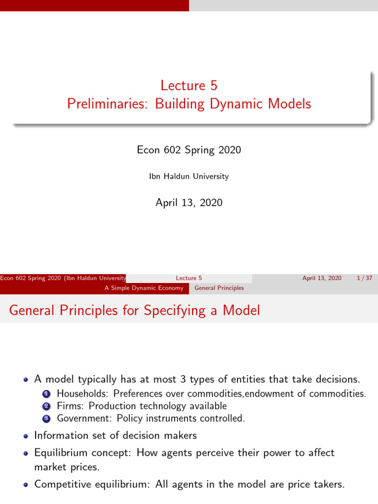 Dynamic lecture5 | PDF | Pareto Efficiency | General Equilibrium Theory