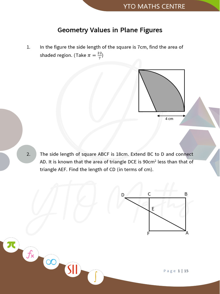 P-6 Geometry Values in Plane Figures Q | PDF | Area | Rectangle