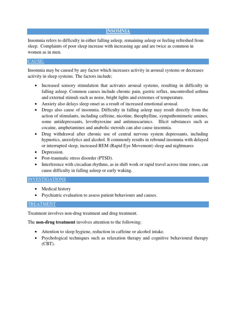 Insomnia Pdf Insomnia Sleep
