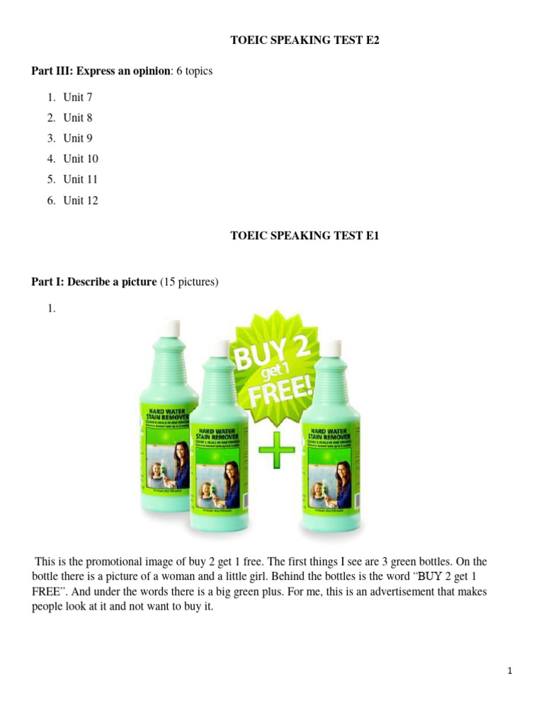 Toeic Speaking Test | PDF