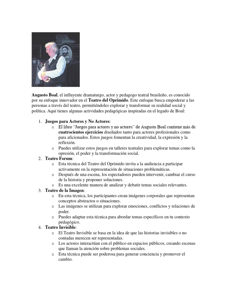 Augusto Boal Estructura Dramatica | PDF | Educación en artes liberales