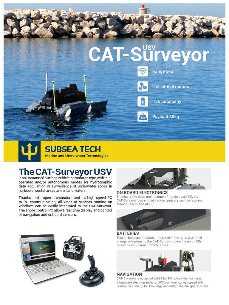 Brochure USV CAT Surveyor EN | PDF | Sonar | Rechargeable Battery